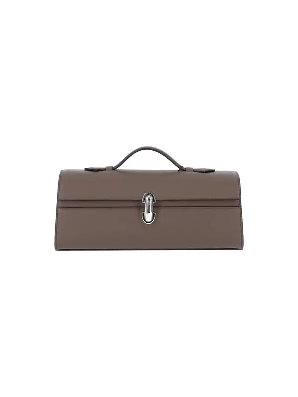 Savette Structured Top Handle Satchel Bag - Taupe