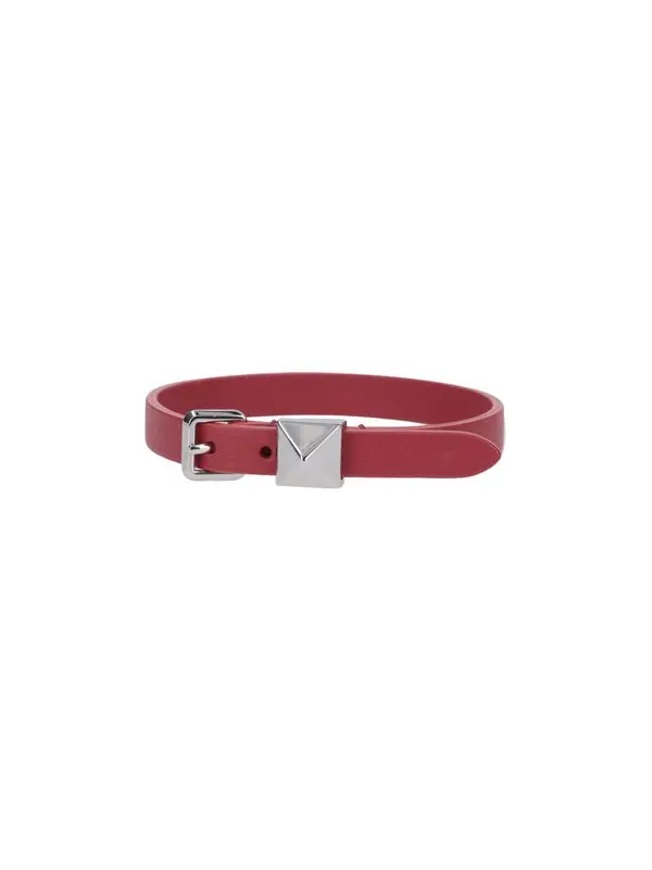 Valentino Garavani Brass And Leather Studded Bracelet - Red