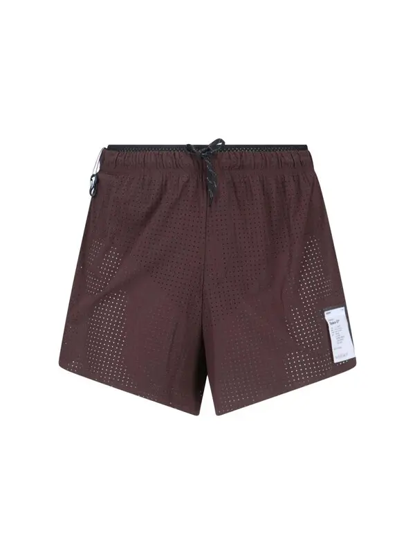 Satisfy Stretch Polyamide Perforated Shorts - Brown