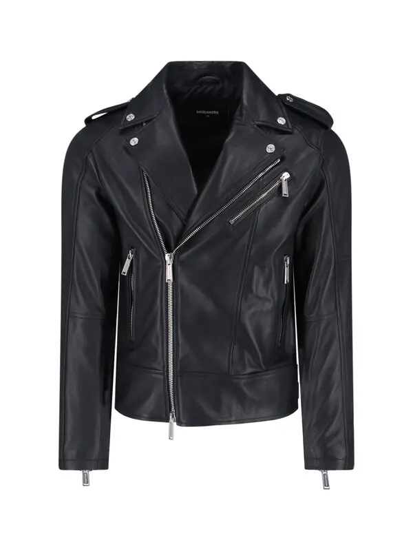 Dsquared2 Leather Biker Jacket - Black