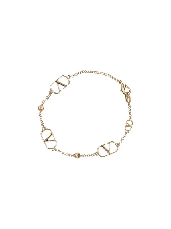 Valentino Garavani Brass Bijoux Necklace With Logo Motif - Gold