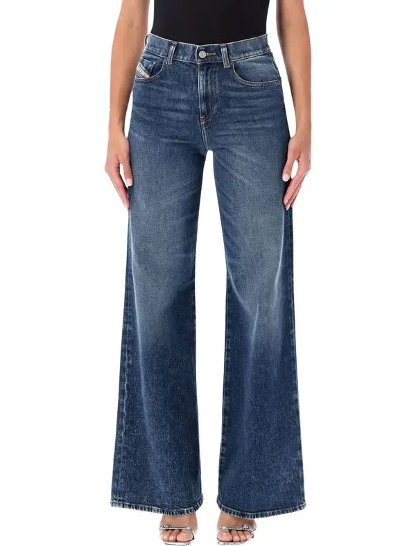 DIESEL® High-rise Wide-leg Jeans - Mid Blue