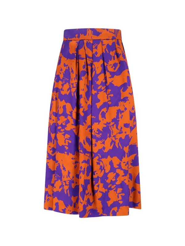 Dries Van Noten Bright 100% Viscose Midi Skirt