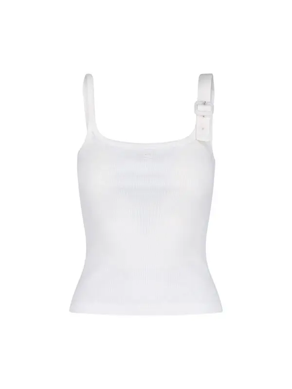 COURREGES Ribbed Square-neck Tank Top With Buckle Strap
