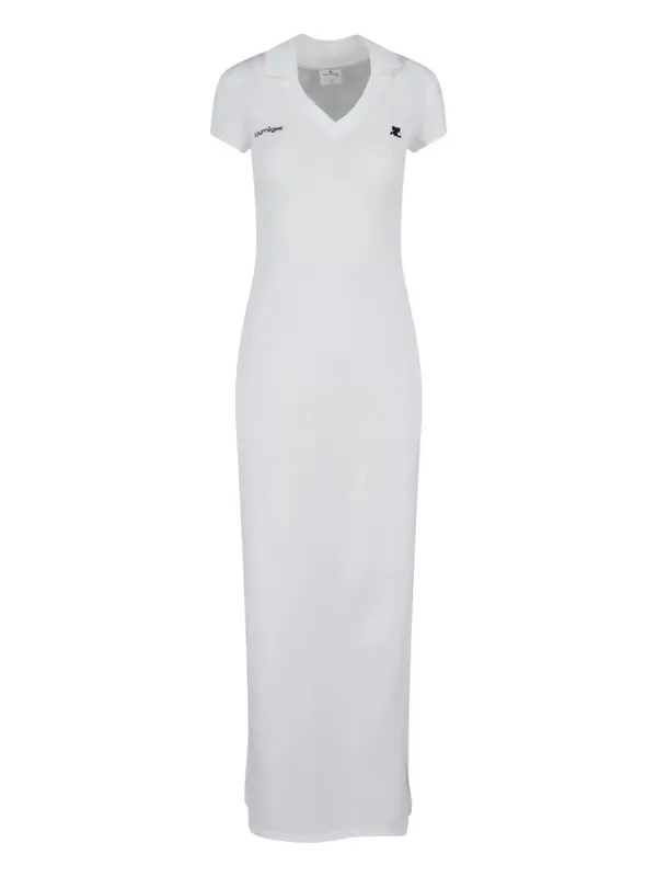 COURREGES Fitted Polo Maxi Dress - White