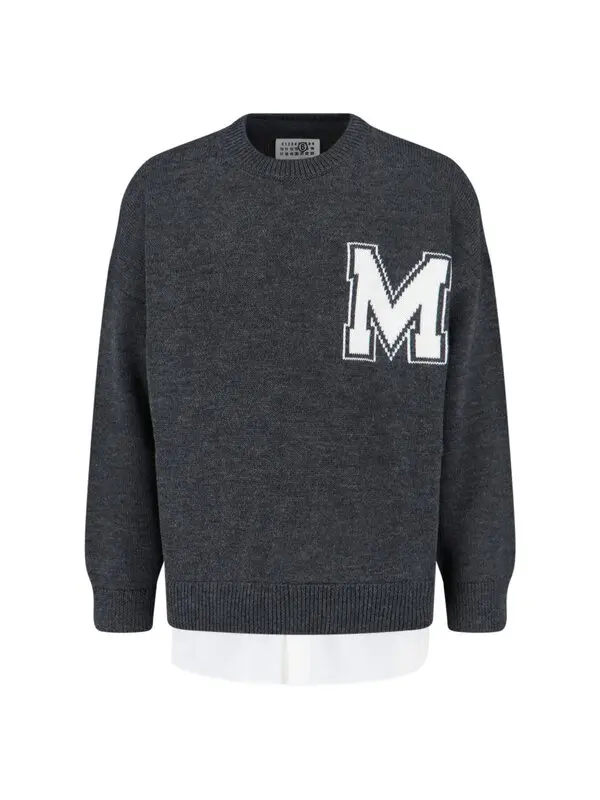MAISON MARGIELA Graphic Crewneck Sweater With Layered Hem