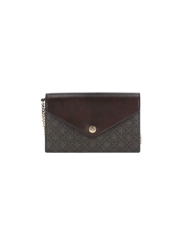 Tory Burch Mini Wallet Cotton & Leather Trim