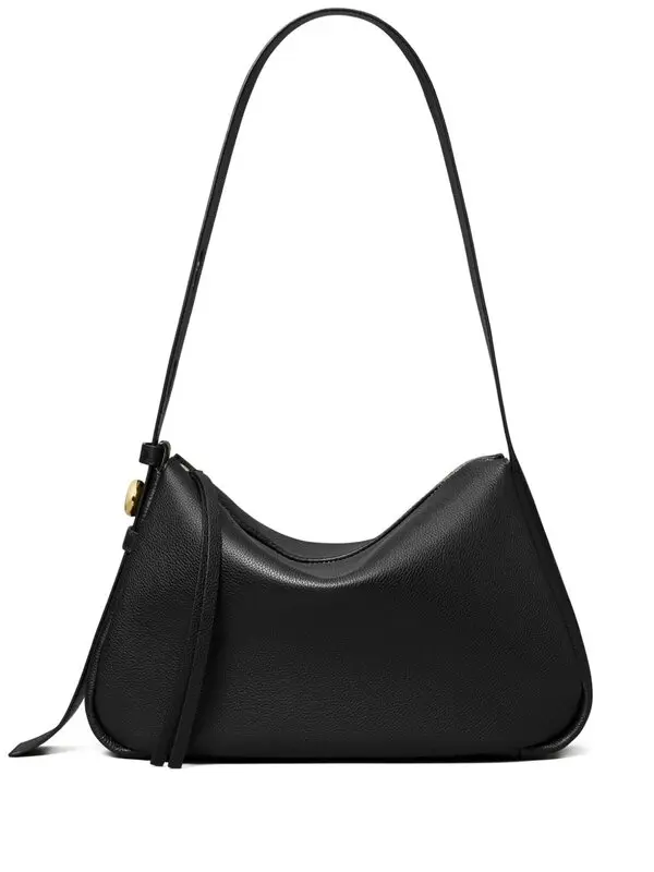 Tory Burch Leather Shoulder Handbag With Deep-zip Pocket - Black