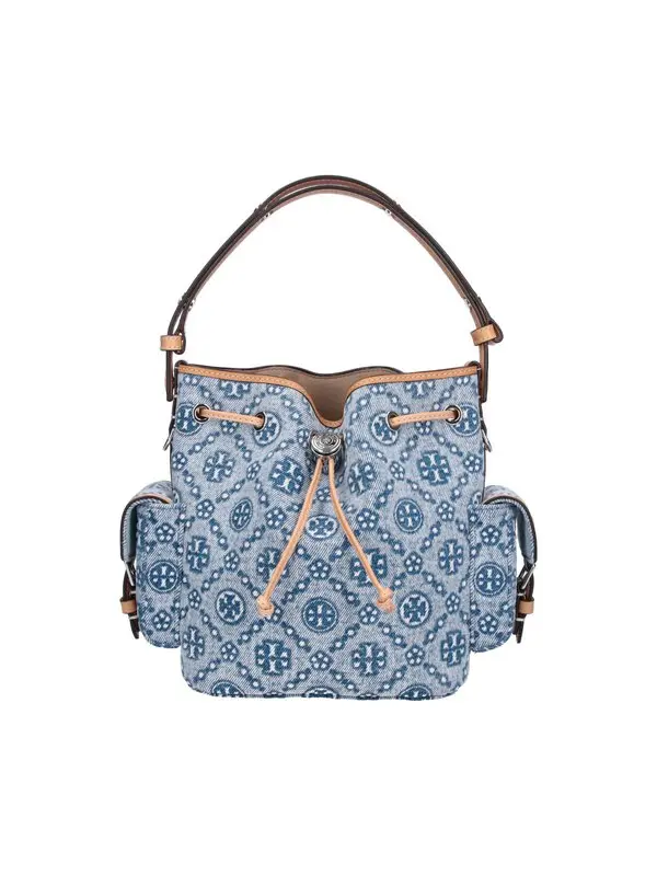 Tory Burch Monogram Jacquard Drawstring Bucket Bag