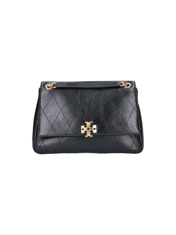 Tory Burch Monogrammed Cotton-leather Tote Bag - Black