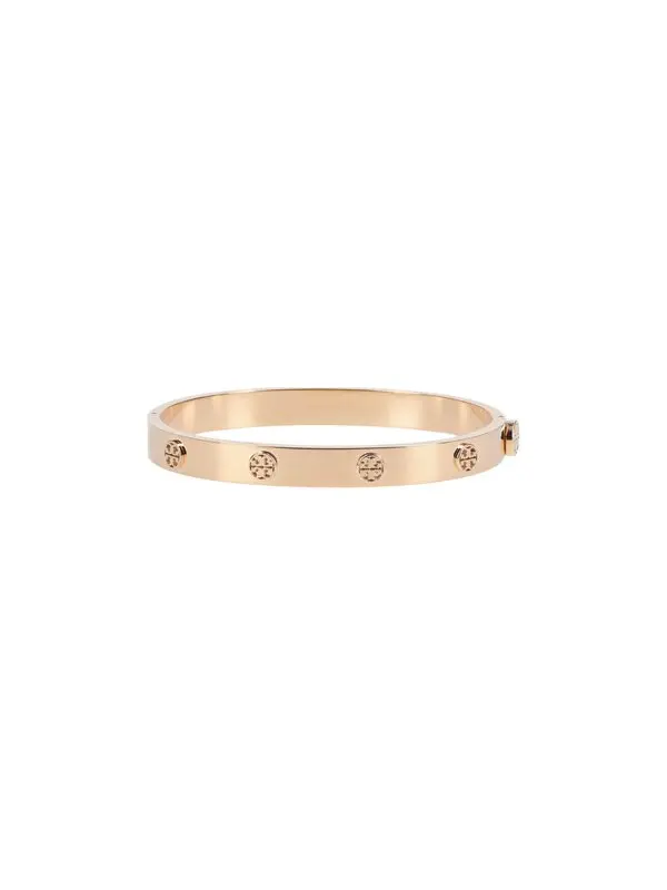 Tory Burch Logo Studded Cuff Bracelet In Stainless Steel - Gold