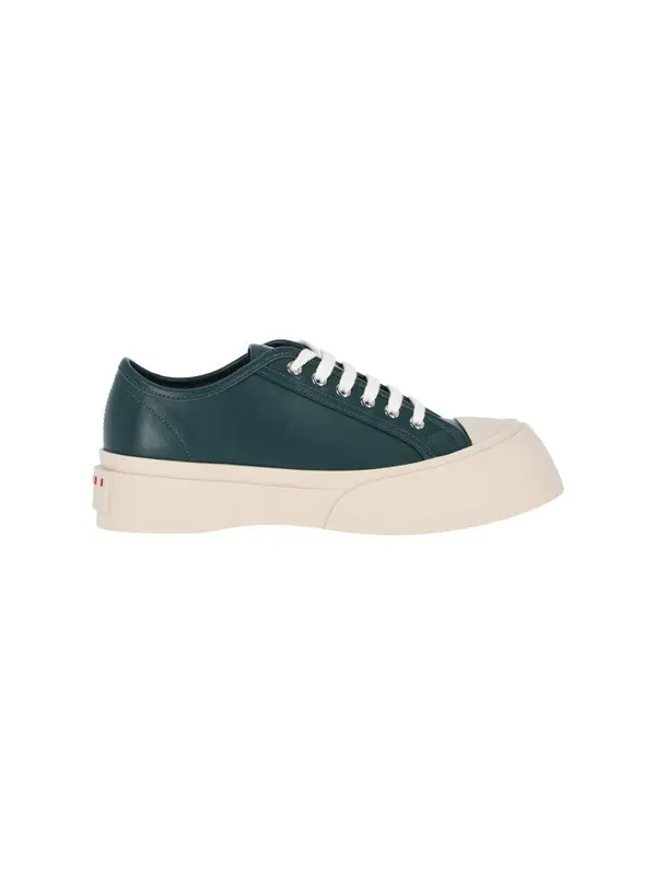 Marni Calf Leather Sneakers With Rubber Sole - Green
