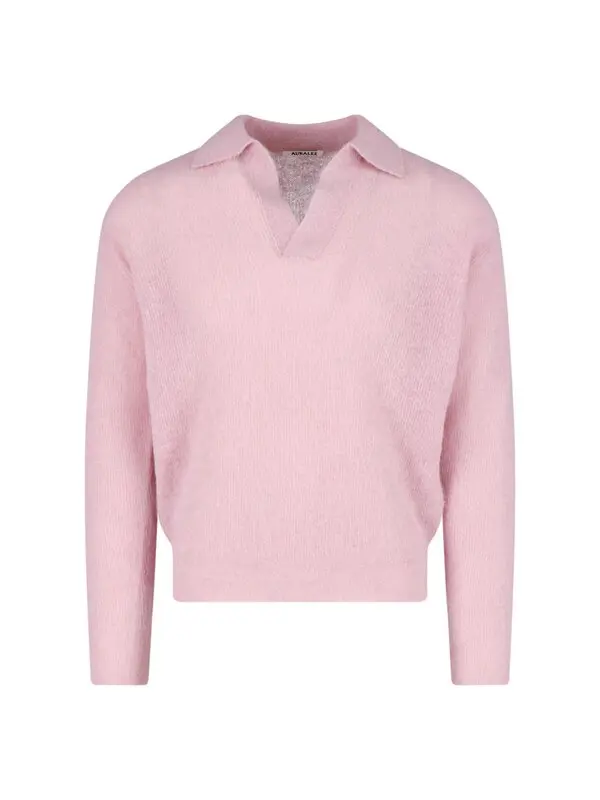 Auralee Long Sleeve Knit Polo Sweater