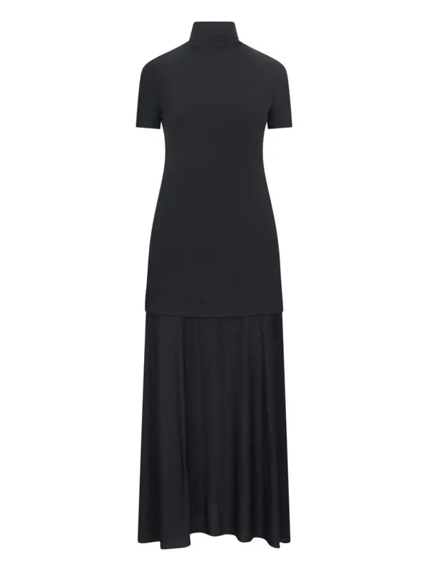 JIL SANDER High Neck Short Sleeve Midi Dress - Black
