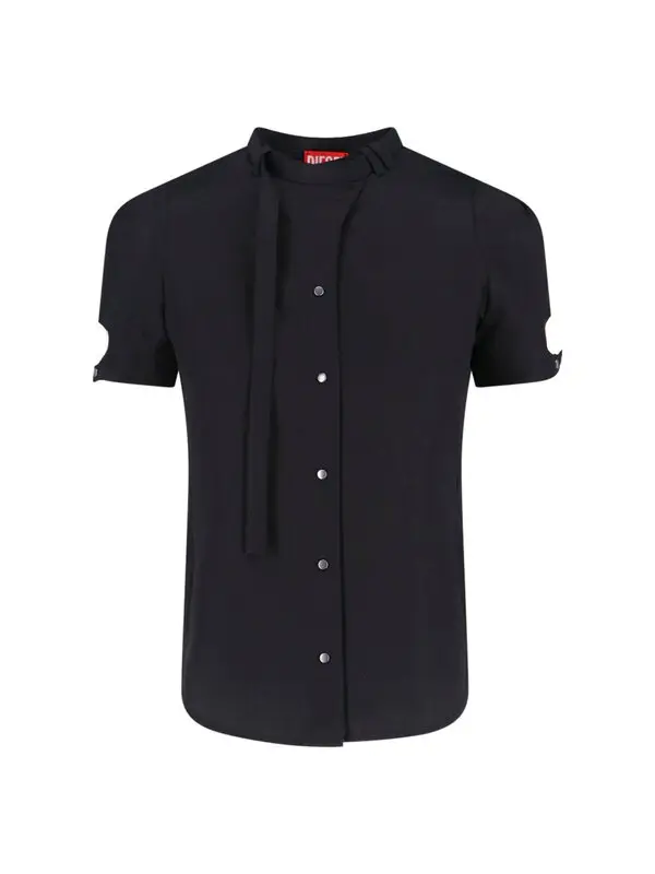 DIESEL® Short-sleeve Button-front Blouse With Neck Tie