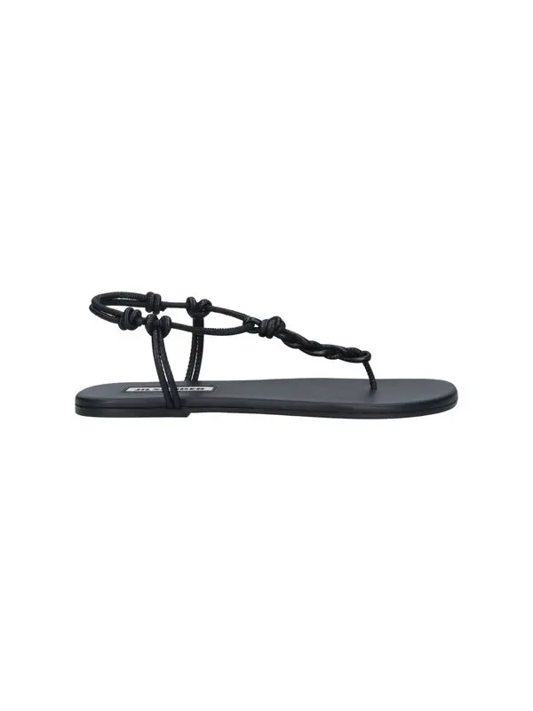 JIL SANDER Leather Sandals With Contrast Rubber Detail - Black