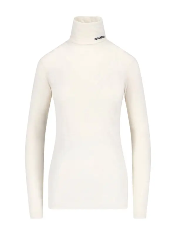JIL SANDER High Neck Virgin Wool-blend Top - White