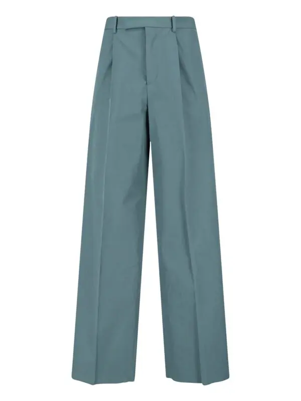 JIL SANDER 100% Cotton Tailored Trousers - Blue