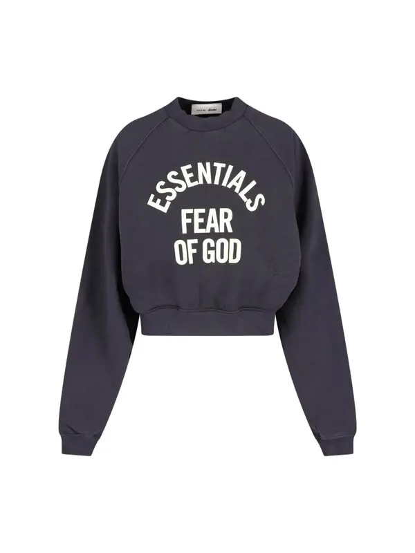 Fear Of God Cropped Graphic Sweatshirt - Black