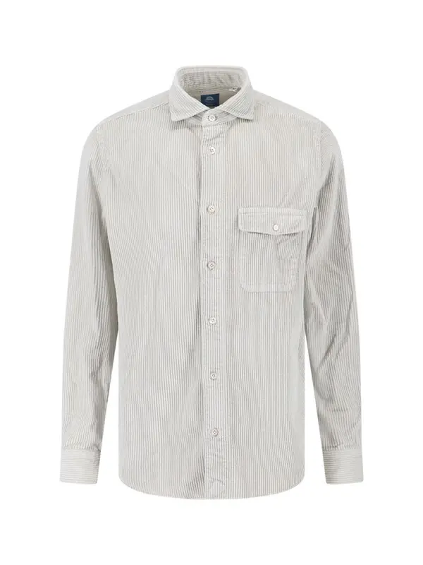 FINAMORE 1925 100% Cotton Poplin Shirt - Grey