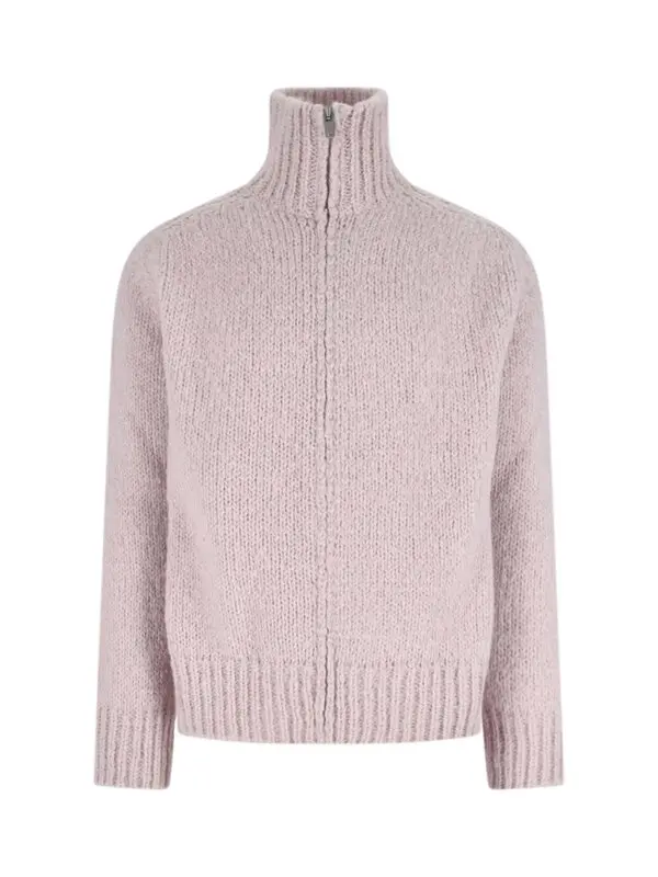 JIL SANDER Zip-up Mock Neck Knit Sweater
