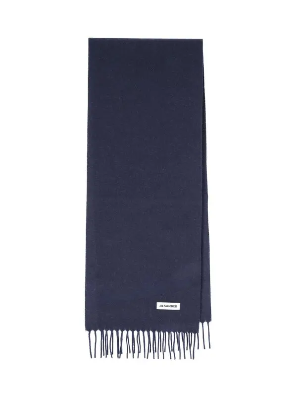 JIL SANDER Fringed Wool Scarf - Blue