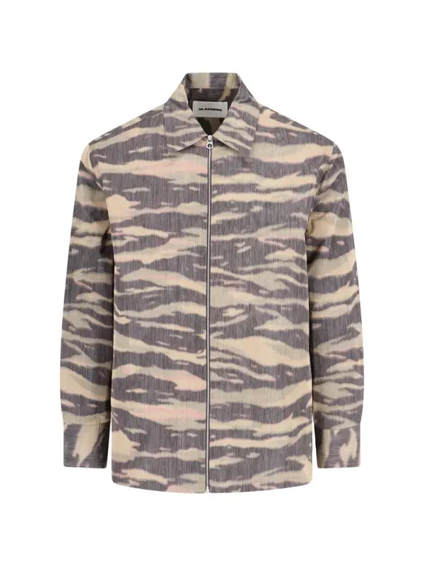JIL SANDER Printed Zip Front Shirt Jacket