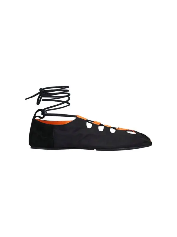 Alaïa Flat Lace-up Leather Shoes - Black