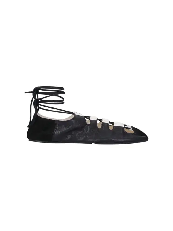 Alaïa Flat Lace-up Leather Shoes - Black