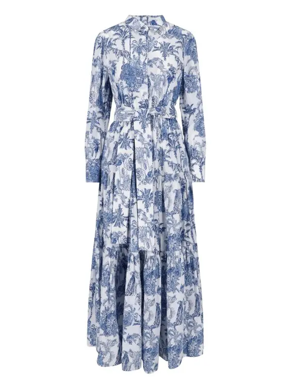 MC2 SAINT BARTH Eyelet Midi Dress With Long Sleeves - Multicolor