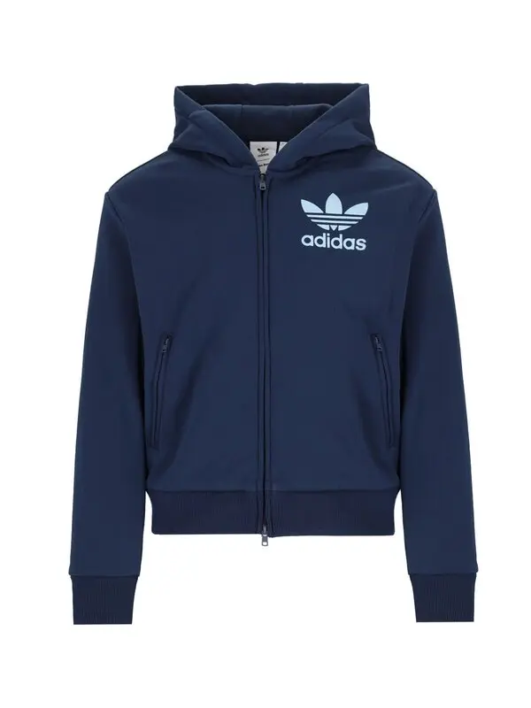 ADIDAS ORIGINALS BY WALES BONNER Full-zip Hooded Sweatshirt With Embroidered Logo - Blue