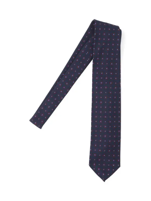 Cesare Attolini Silk Necktie With Geometric Micro Pattern - Blue