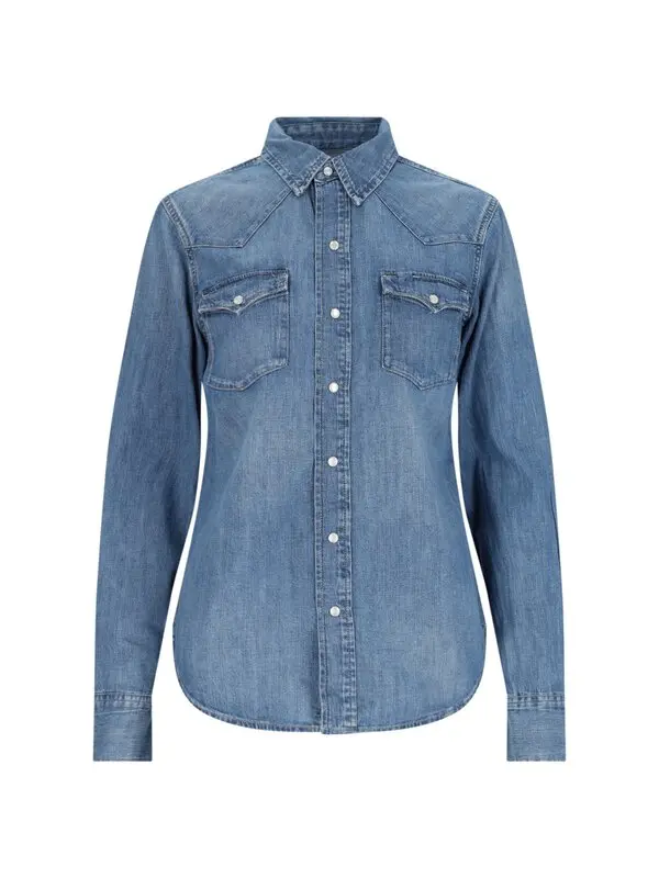 Polo Ralph Lauren 100% Cotton Classic Fit Button-up Shirt With Embroidered Logo - Blue