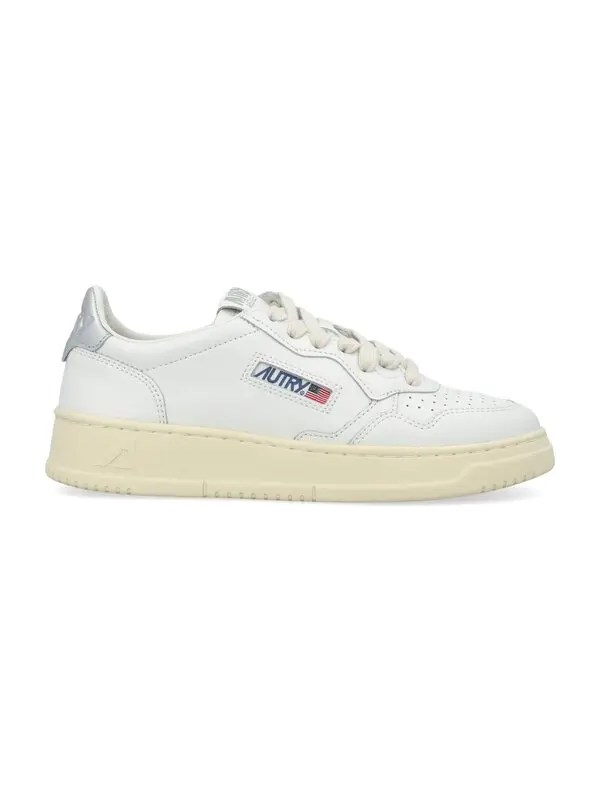 AUTRY Low-top Leather Sneakers With Perforated Panels - Bianco