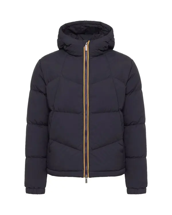K-WAY Quilted Padded Hooded Down Jacket - Black Greyish