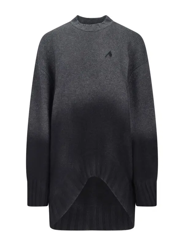 Attico Oversized Mock Neck Knit Sweater Dress With Asymmetric Hem