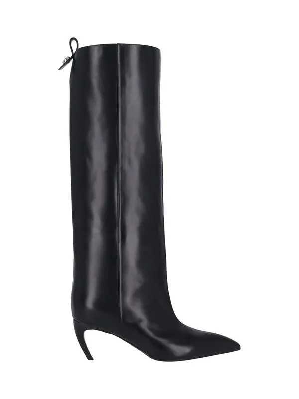 Attico Pointed Toe Knee-high Boots - Black