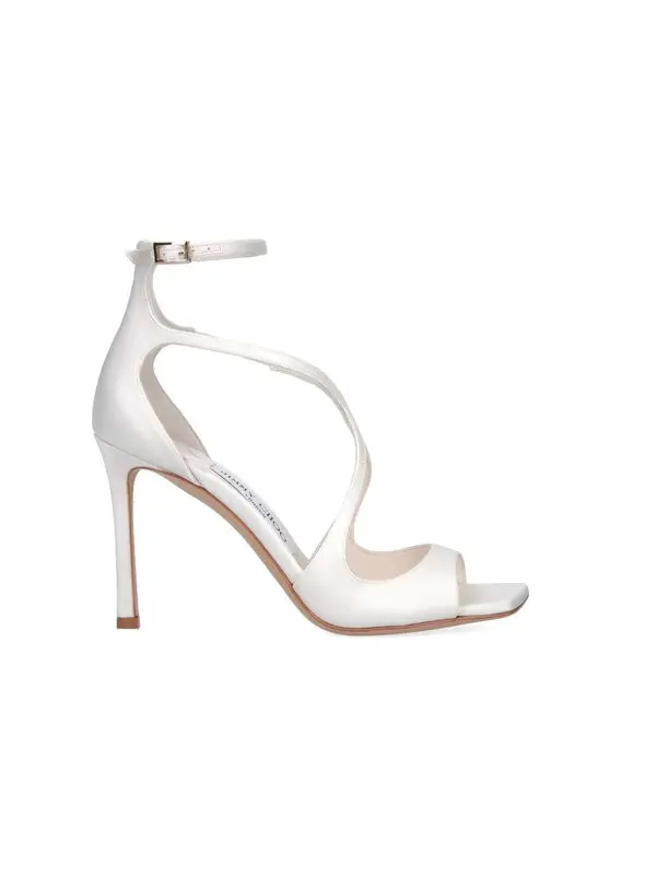 JIMMY CHOO Sandals Textile & Lamb Leather Platform Slides