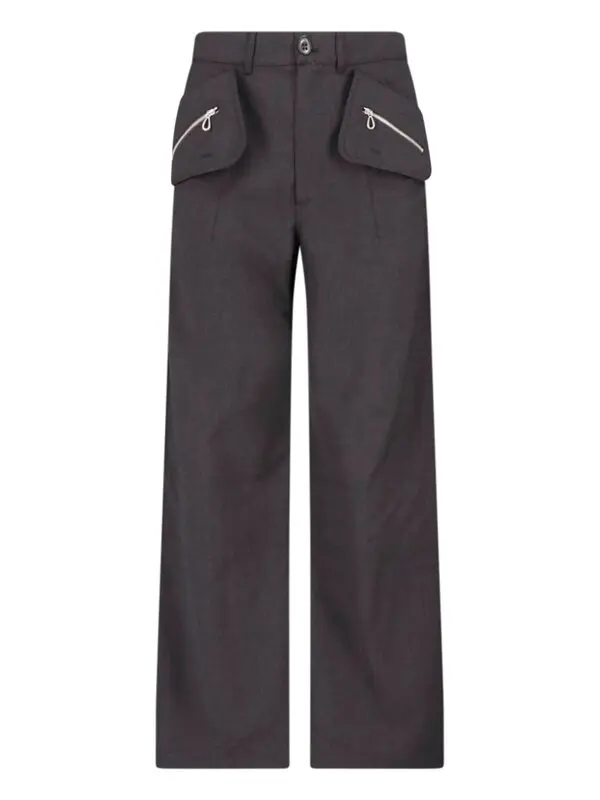 KIKO KOSTADINOV Virgin Wool Trousers With Zippered Pockets - Brown