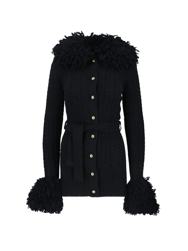 PATOU Knitted Cardigan With Embellished Collar And Cuffs - Black
