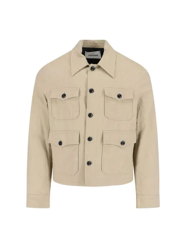 TONYWACK Lightweight Linen-cotton Blend Jacket With Classic Collar - Beige