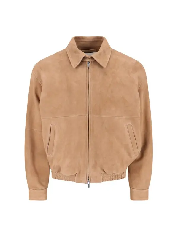 TONYWACK Suede Bomber Jacket With Classic Collar