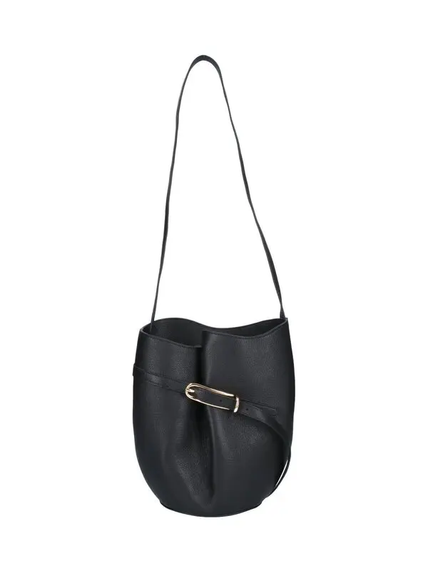 LIFFNER Calf Leather Shoulder Bag With Buckled Detail - Black