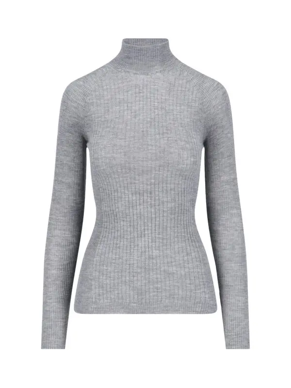 SA SU PHI Ribbed Knit Turtleneck Sweater - Grey