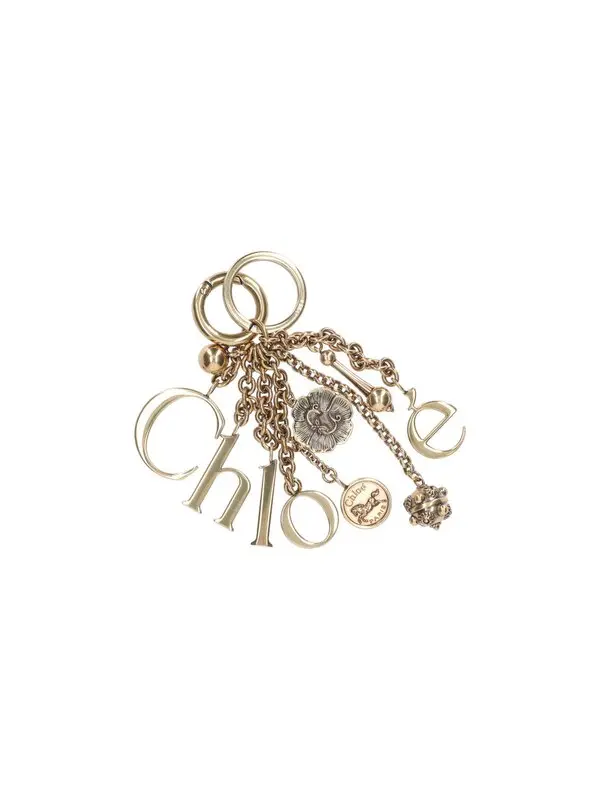 Chloé Style Mini Keychain In Brass & Zamak - Brown
