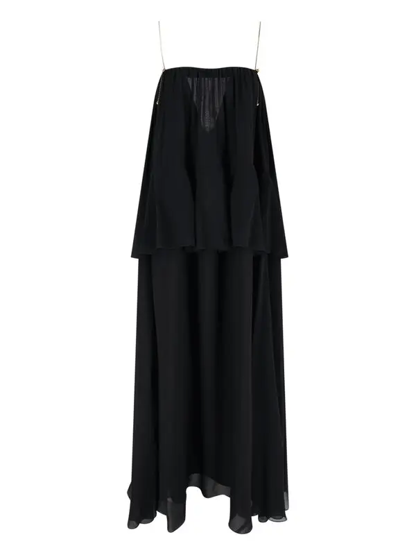 Chloé Silk Maxi Dress With Ruffled Layers - Black