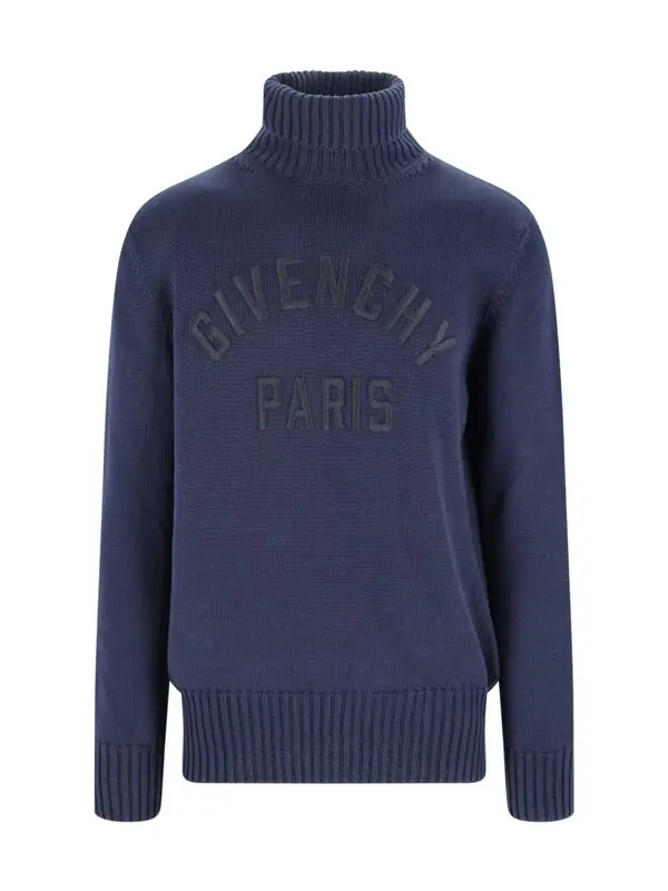Givenchy Turtleneck Sweater In Cotton With Paris Embroidery