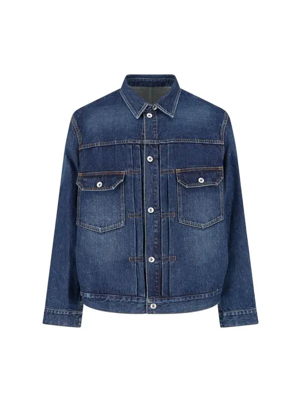 Sacai 100% Cotton Contrast-trim Jacket - Blue