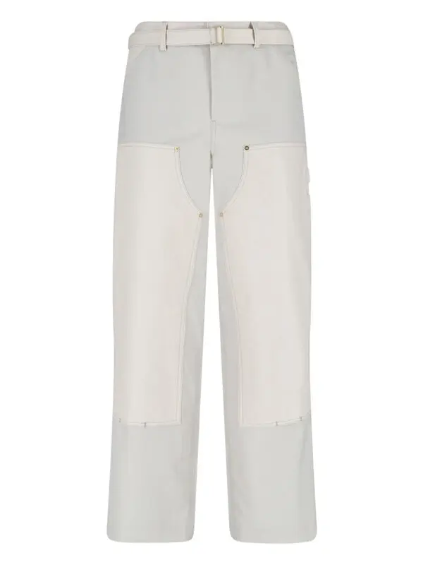 Sacai Belted Wide-leg Cargo Pants - White