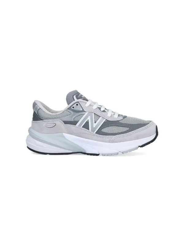 NEW BALANCE Pigskin & Mesh Lace-up Sneakers - Grey